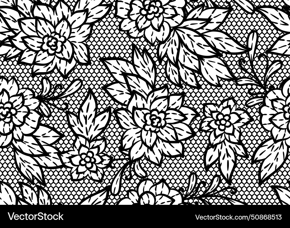 Lace pattern with flowers embroidery handmade Vector Image