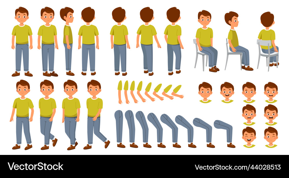 Man character constructor for animation Royalty Free Vector