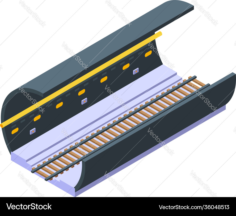 Railroad tunnel section icon isometric style Vector Image