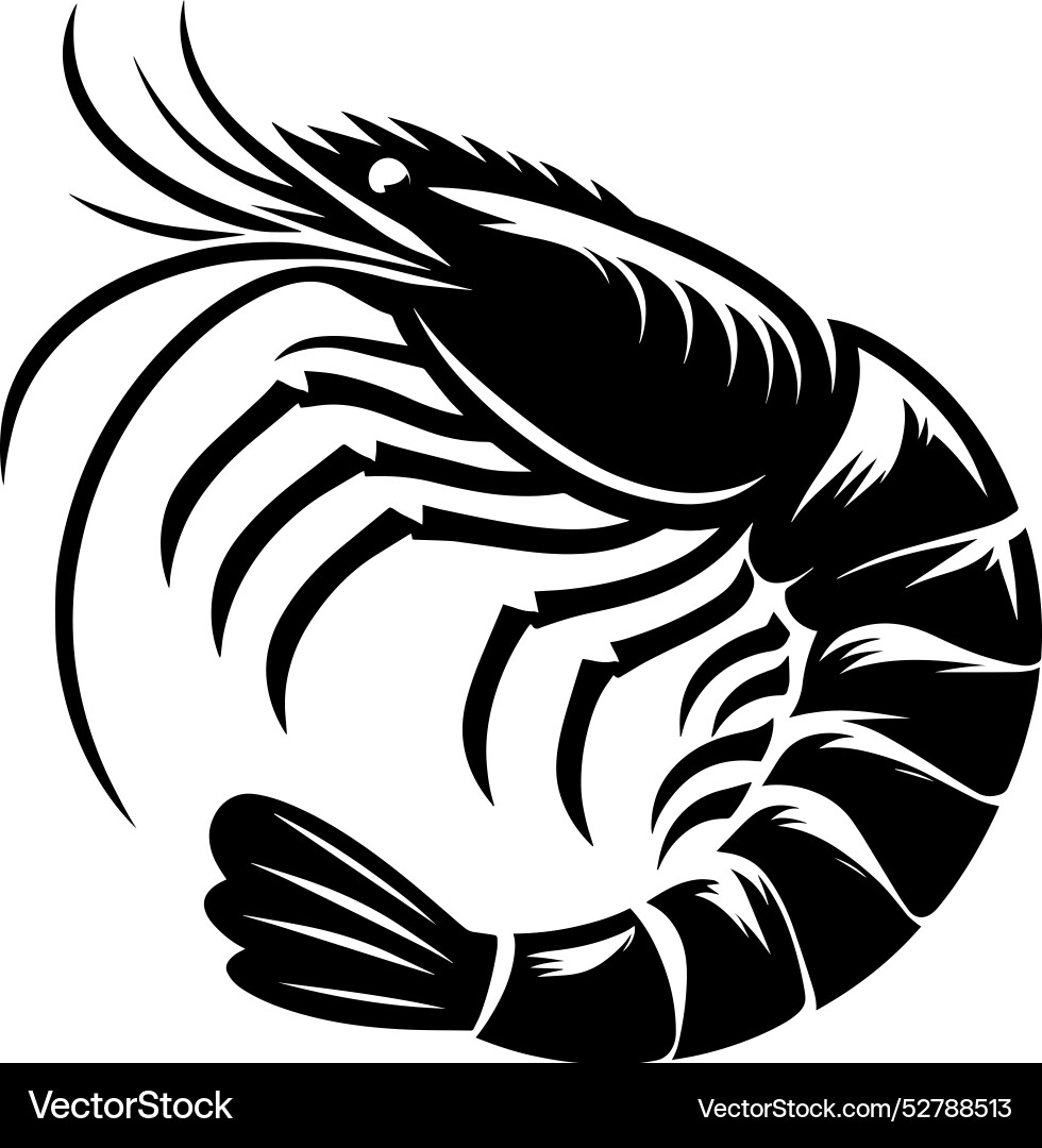 Shrimp silhouette isolated on white background Vector Image