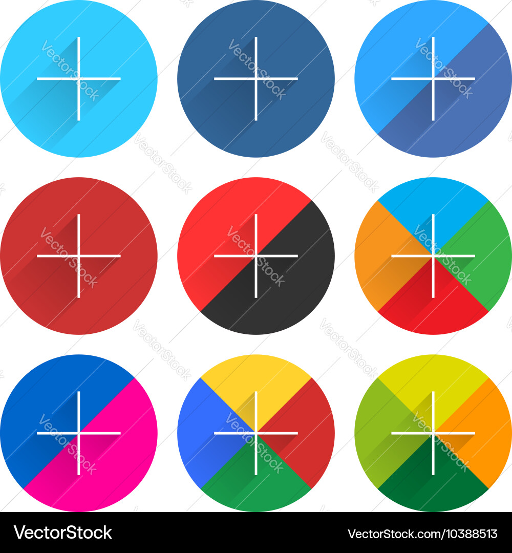Social network web icon set with plus sign Vector Image