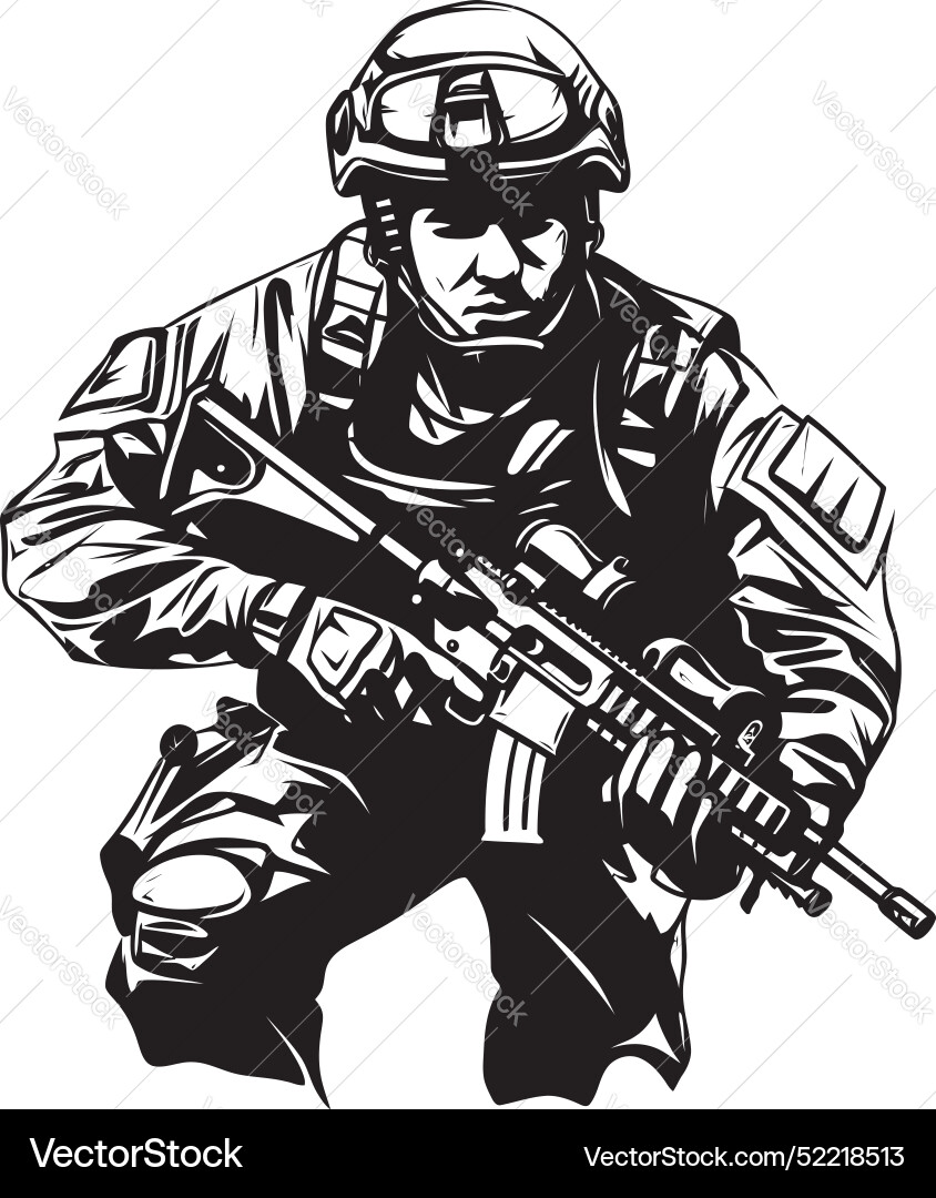 Stealth elite tactical soldier glyph emblem Vector Image