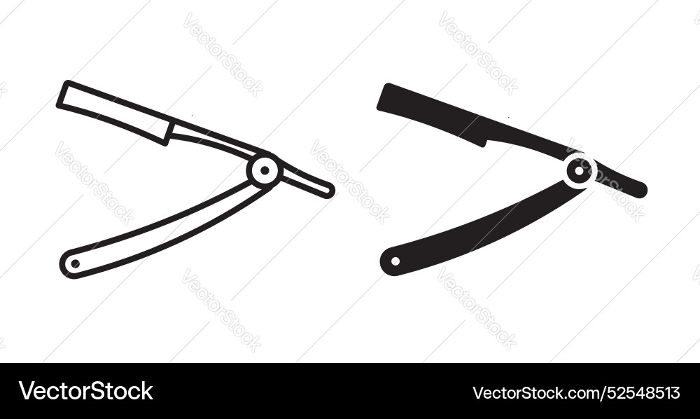 Straight razor thin line icon set Royalty Free Vector Image