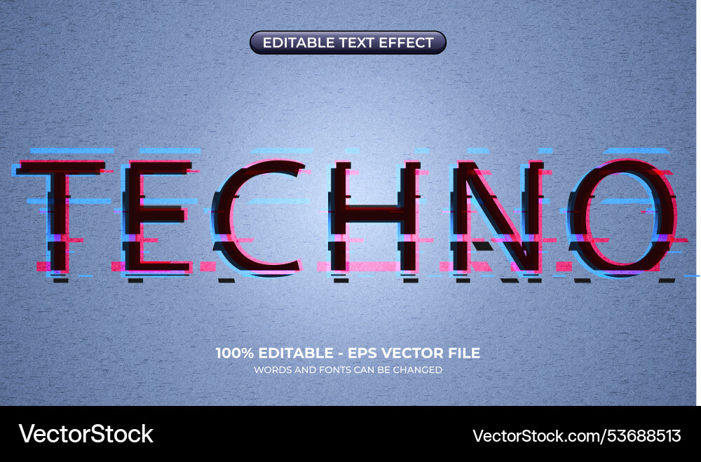 Techno text effect broken signal font Royalty Free Vector