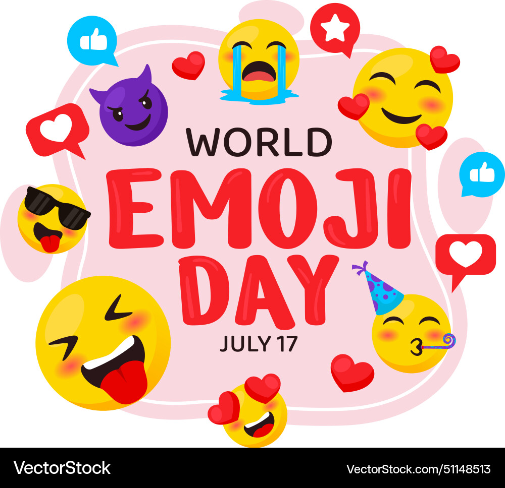 World emoji day celebration with events Royalty Free Vector