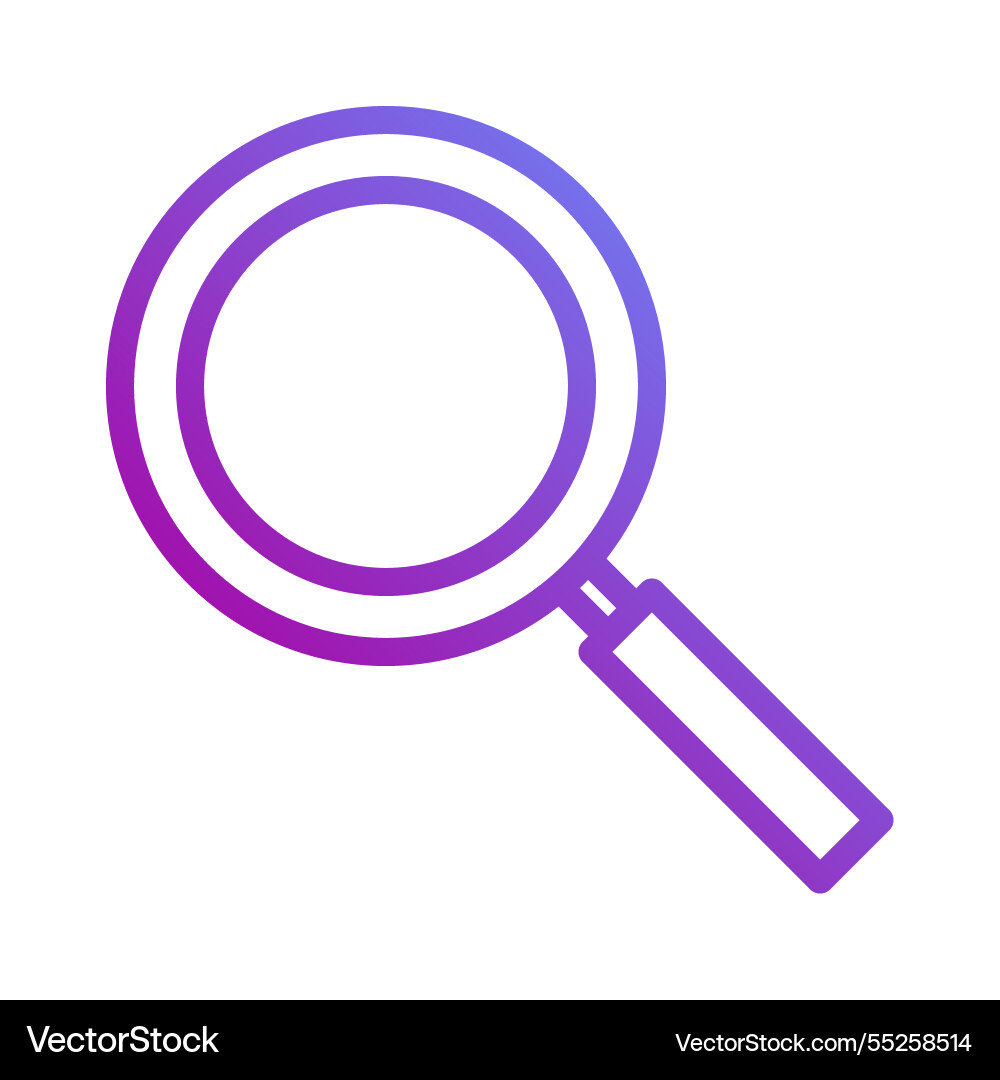 A purple magnifying glass icon on white background
