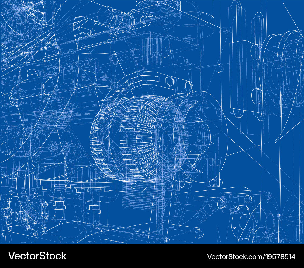 Car engine rendering of 3d Royalty Free Vector Image
