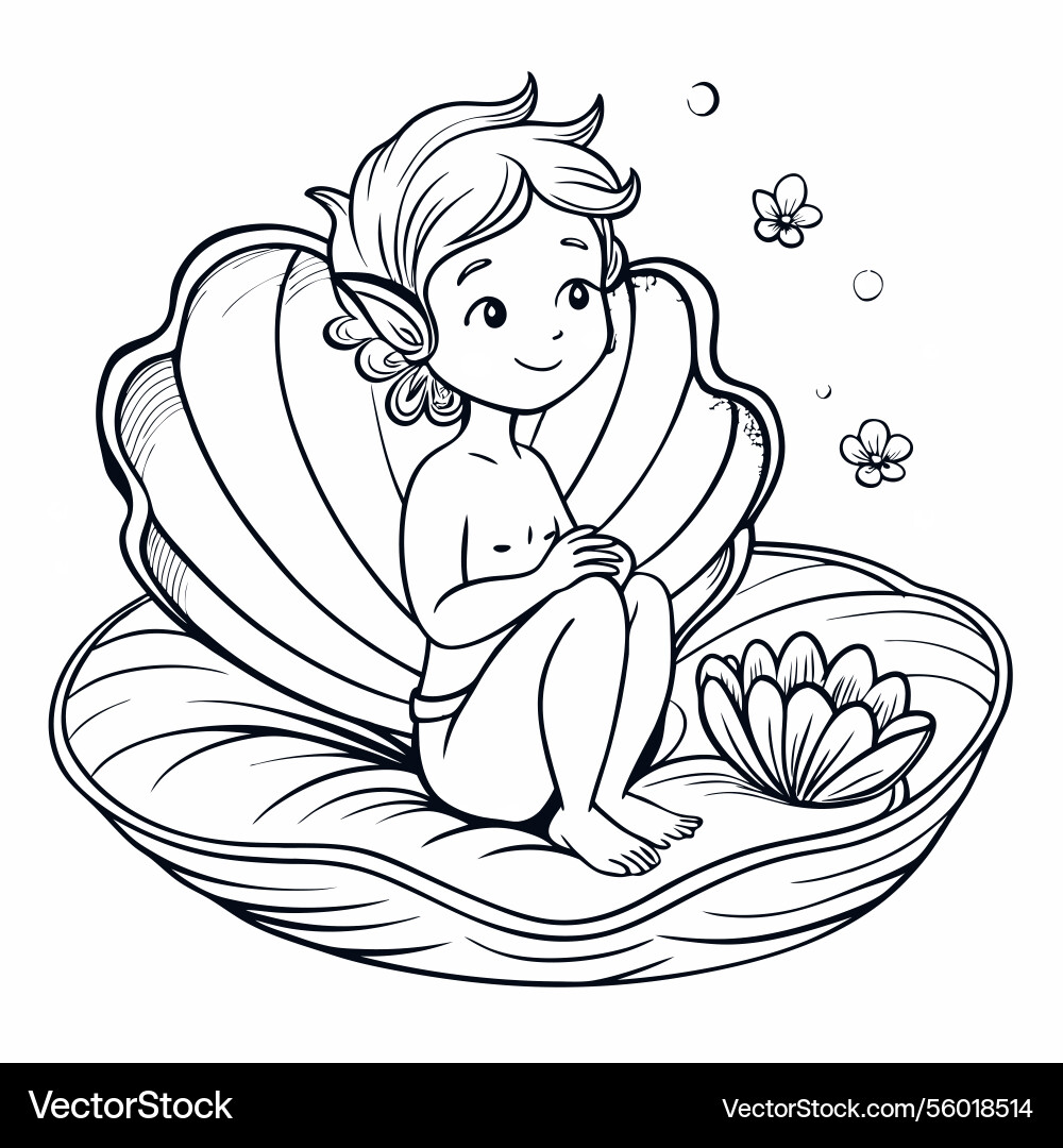 Fairy tale line art for coloring book Royalty Free Vector
