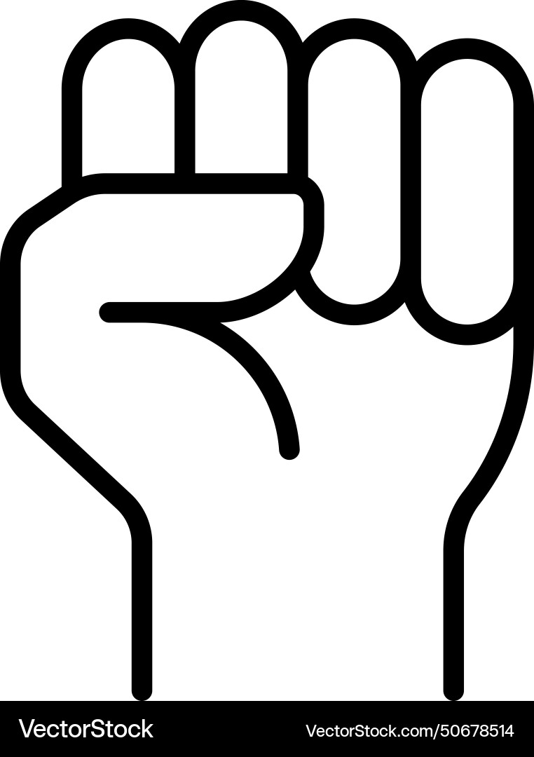 Raised fist icon in linear style Royalty Free Vector Image