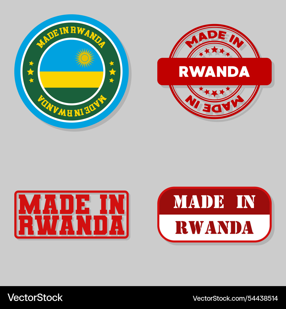 Set of stamps made in rwanda Royalty Free Vector Image