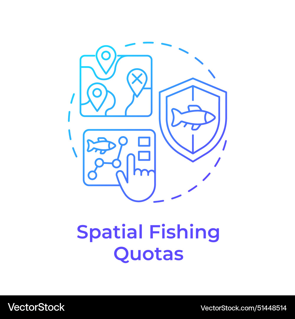 Spatial fishing quotas blue gradient concept icon Vector Image