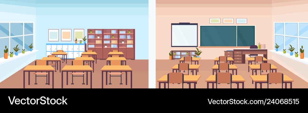Back and front view modern school classroom Vector Image