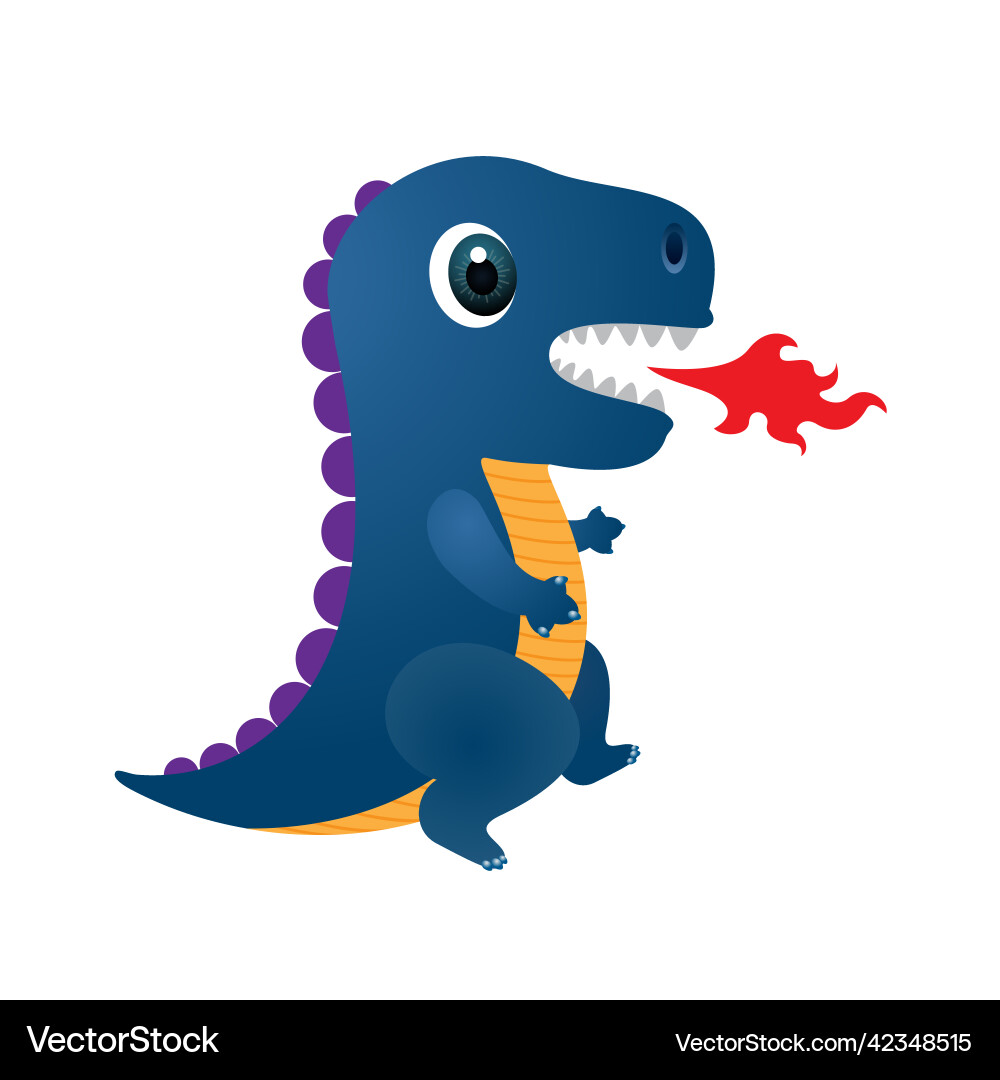 Cute godzilla on white background Royalty Free Vector Image