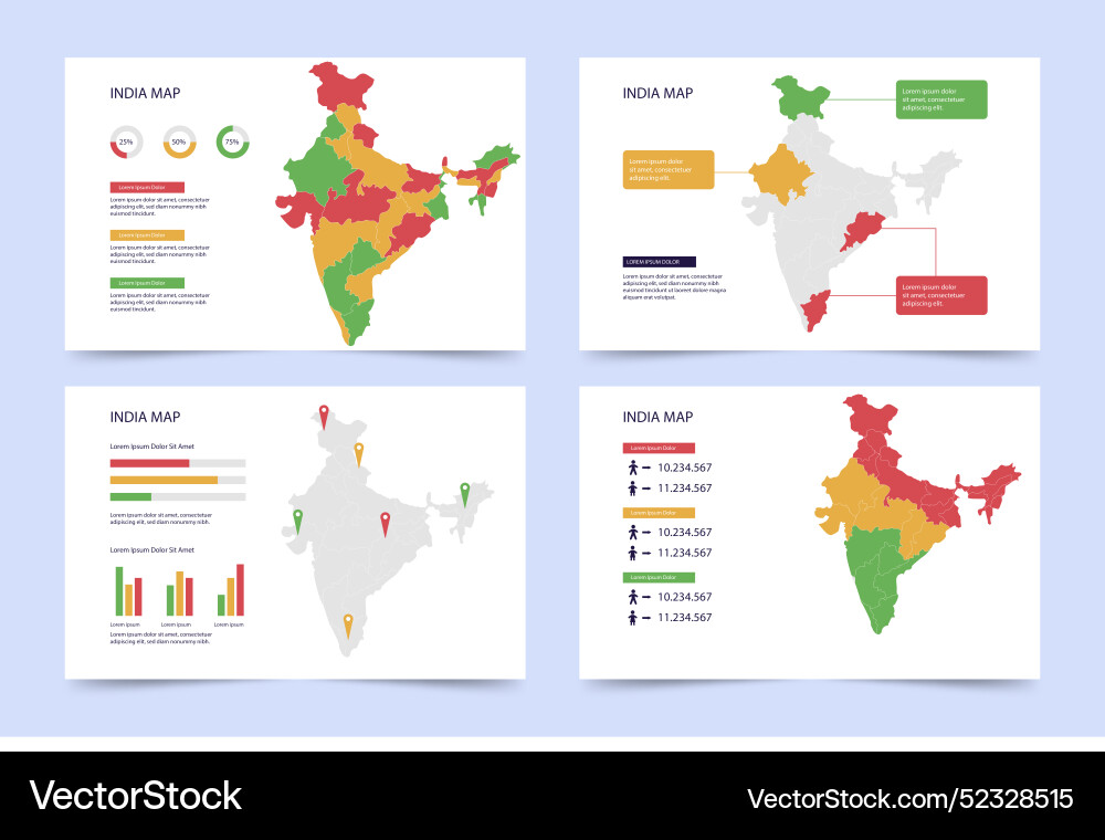 Flat india map infographic Royalty Free Vector Image
