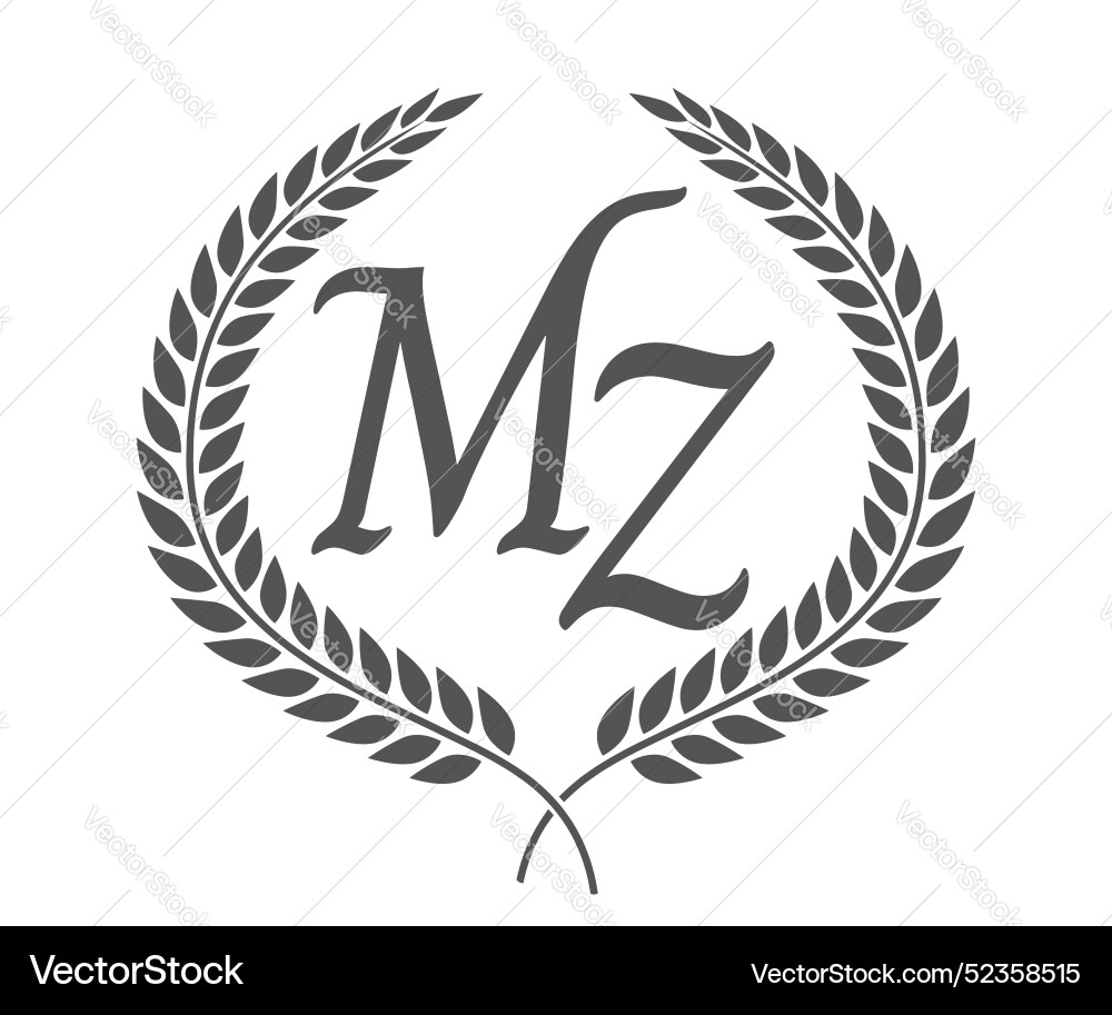 Initial letter m and z mz monogram logo design Vector Image