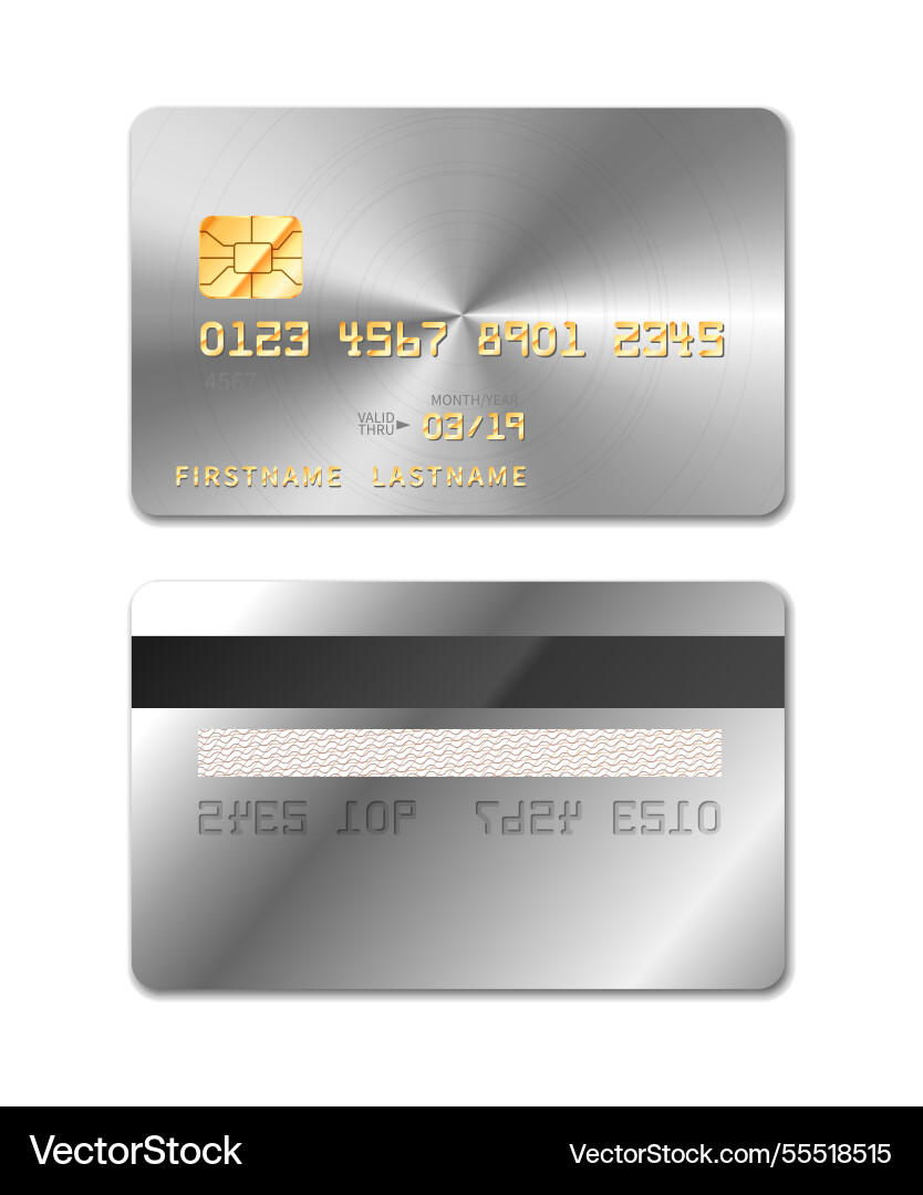Platinum realistic credit card from both sides on Vector Image