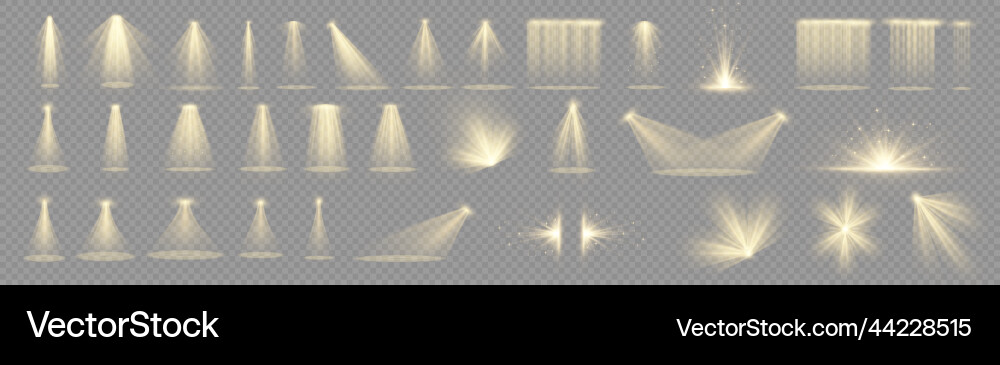 Spark spotlight yellow light effect glowing ray Vector Image