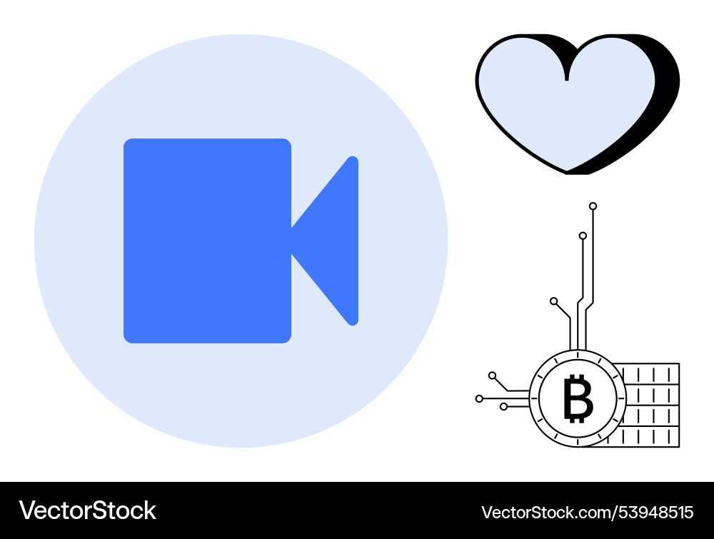 Technology symbols featuring video icon heart Vector Image