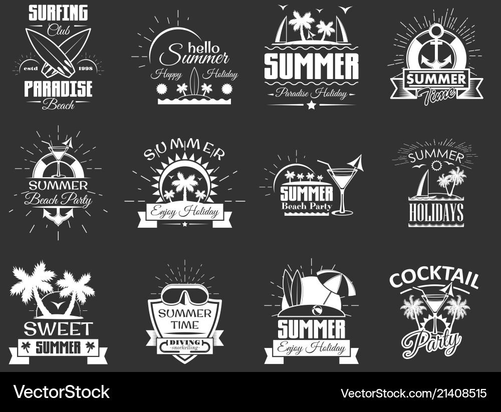 Vintage Summer Beach Labels Royalty Free Vector Image