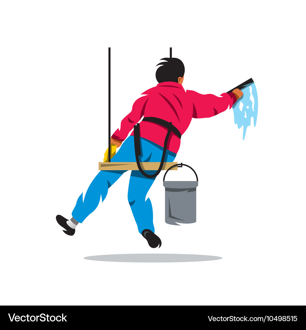 Window washer cleaning service cartoon Royalty Free Vector