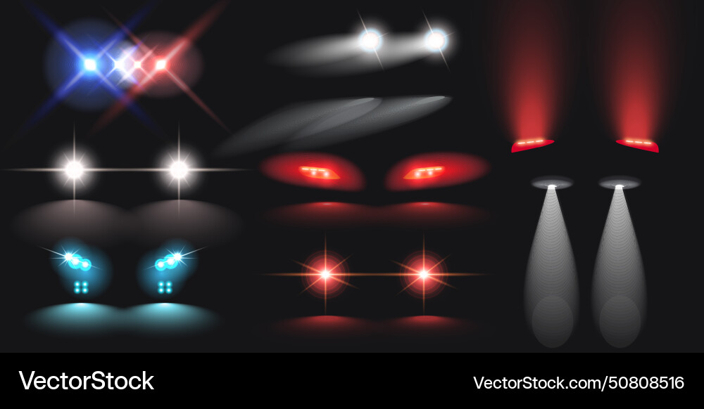 Car lights set Royalty Free Vector Image - VectorStock