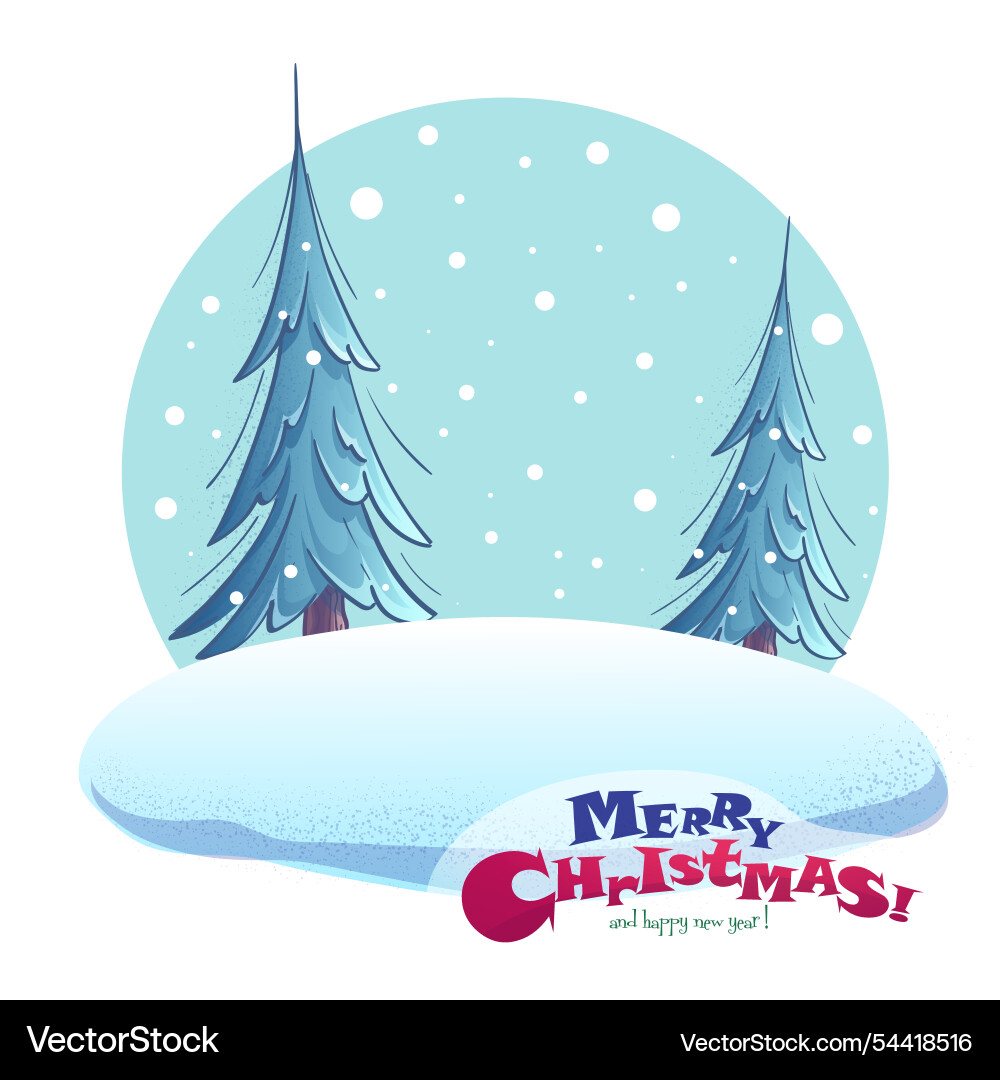 Christmas tree on snowy background Royalty Free Vector Image