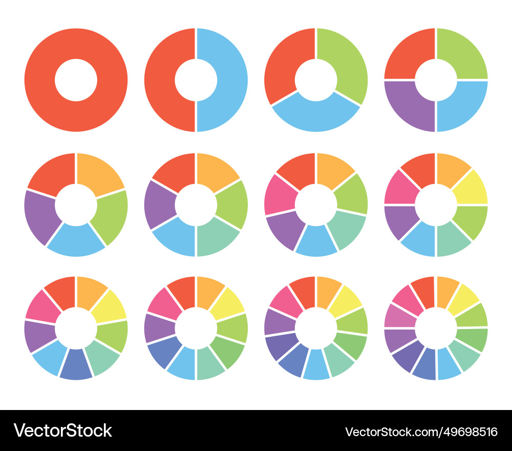 Cycle diagram pie chart set infographic template Vector Image