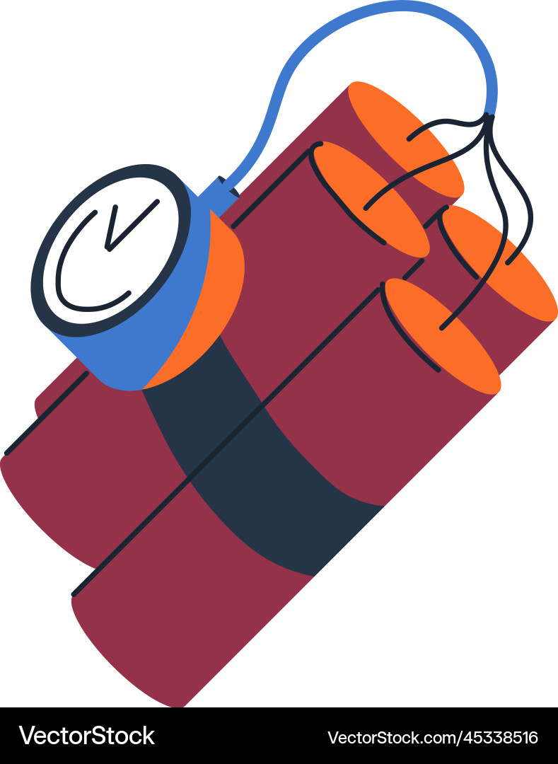 Explosive weapons dynamite with detonation system Vector Image