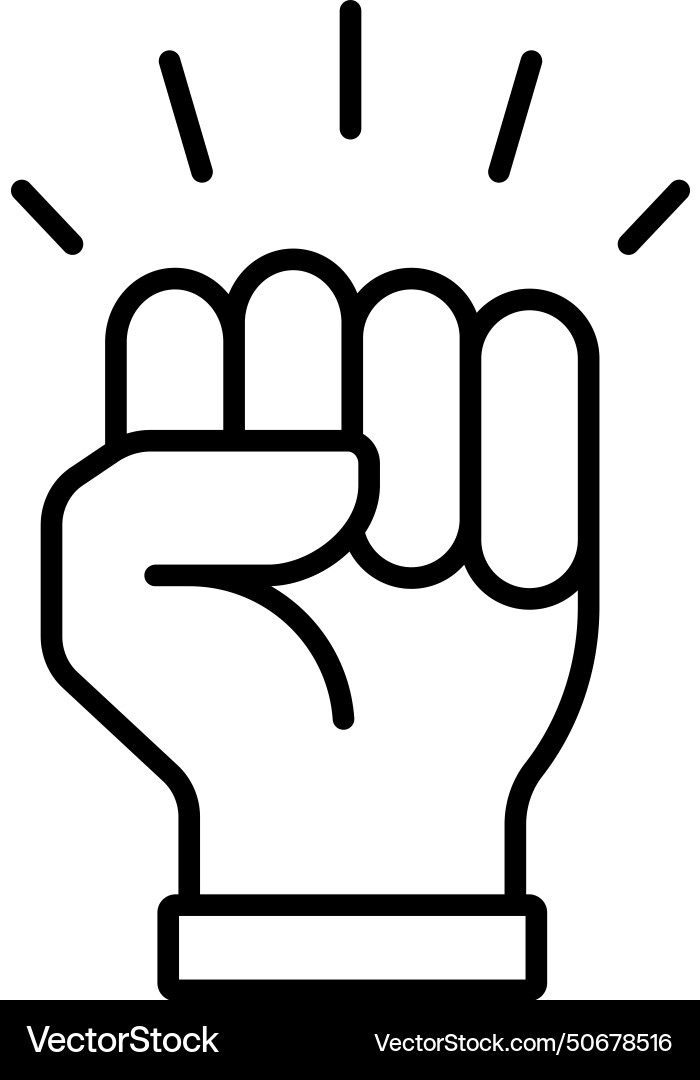 Fist up icon in linear style protest concept Vector Image