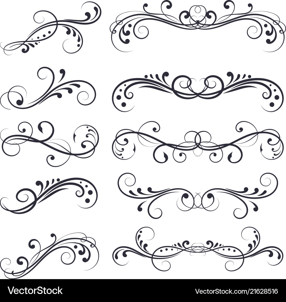 Floral divider black filigree decorations Vector Image
