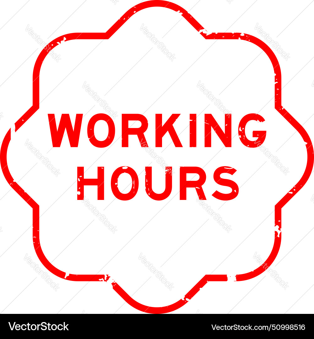 Grunge red working hours word rubber seal stamp Vector Image