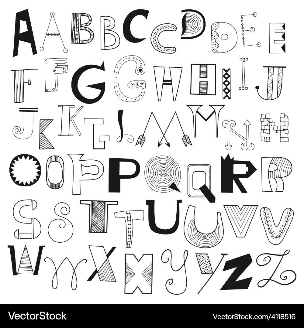 Hand drawn alphabet letters Royalty Free Vector Image
