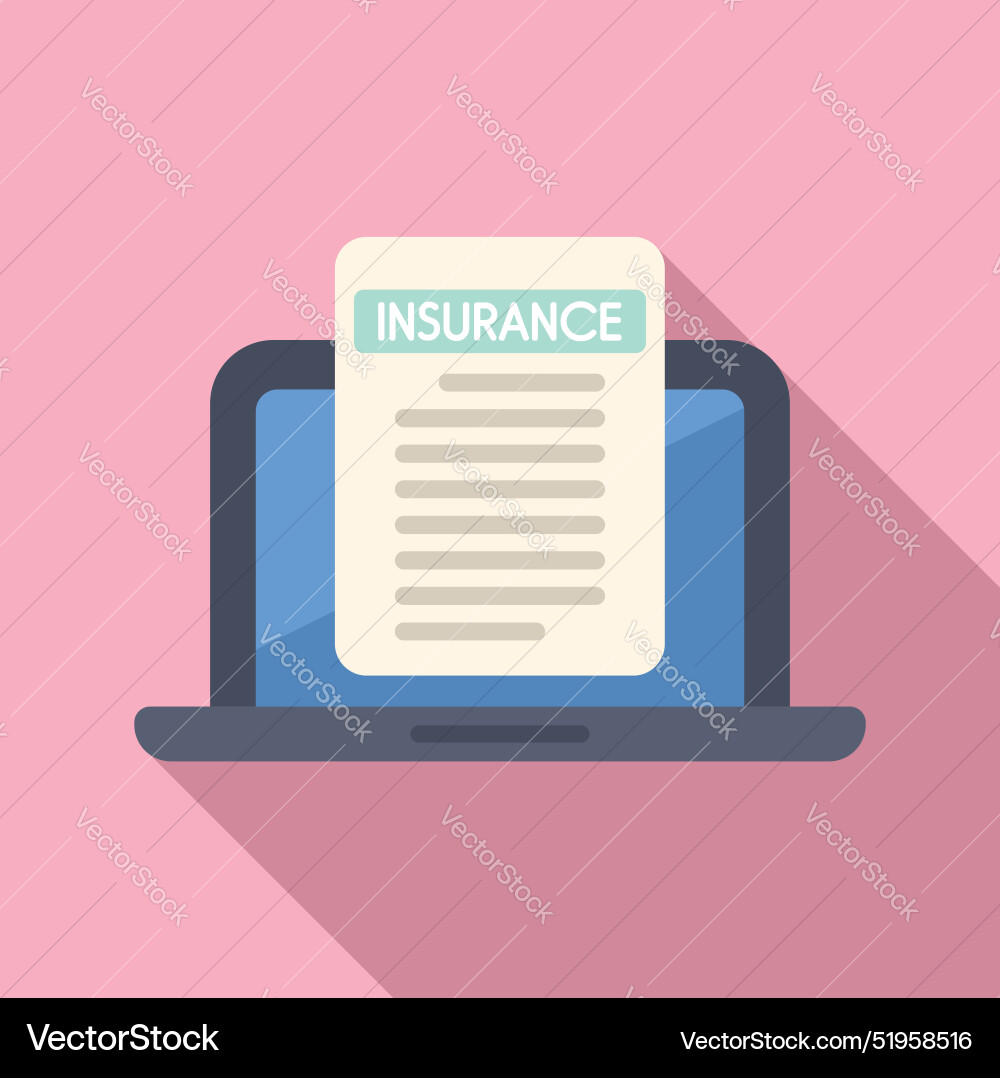 Laptop displaying insurance policy document Vector Image