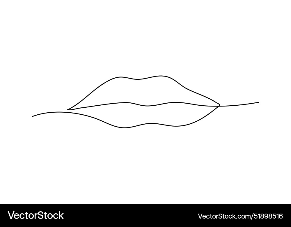 Lips one line drawing Royalty Free Vector Image
