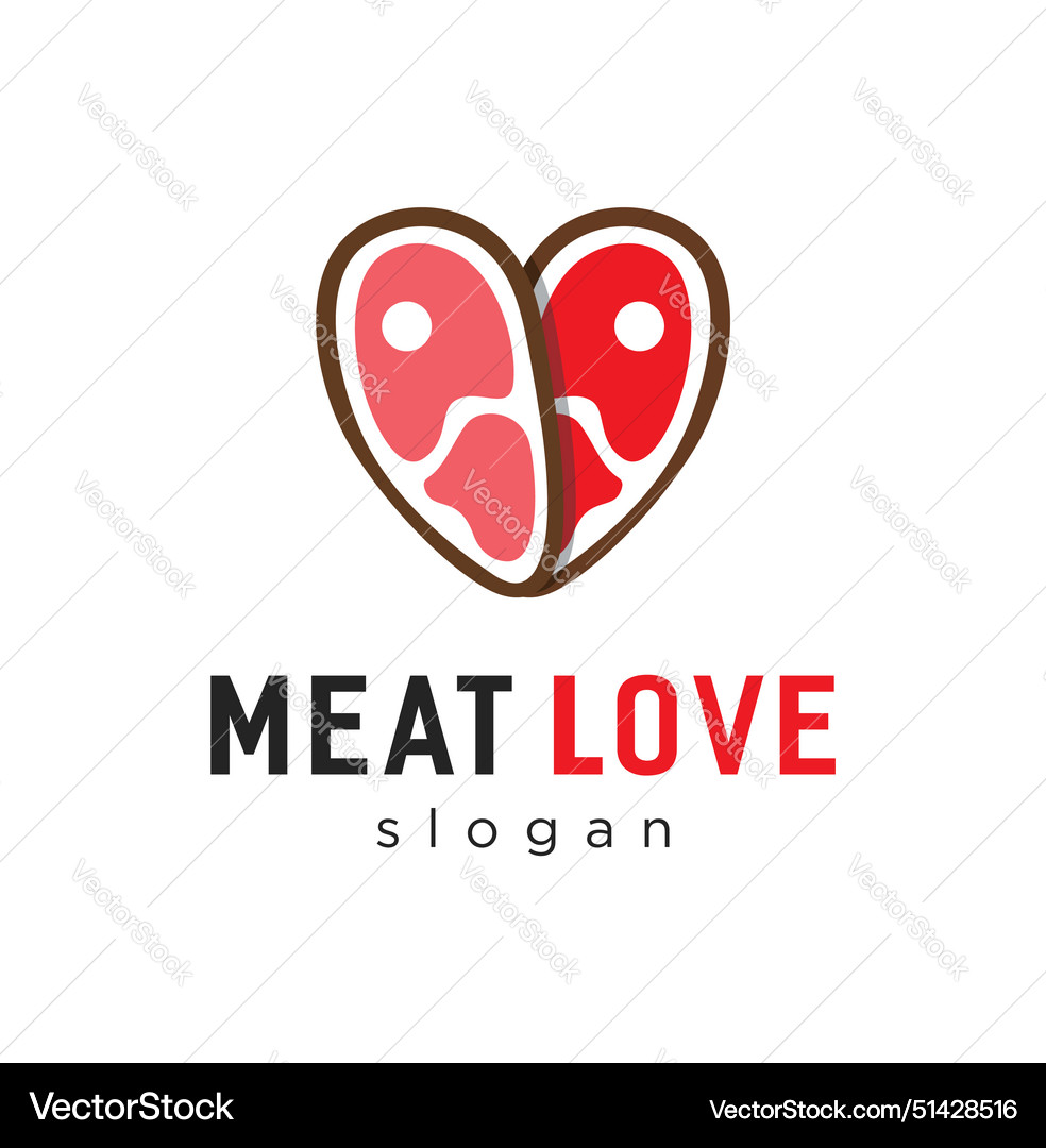 Meat love logo fresh steak design Royalty Free Vector Image