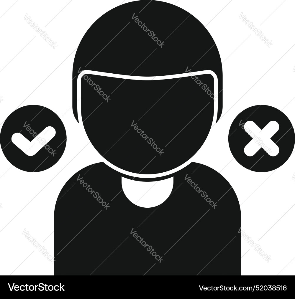 Person choosing between right and wrong icon Vector Image