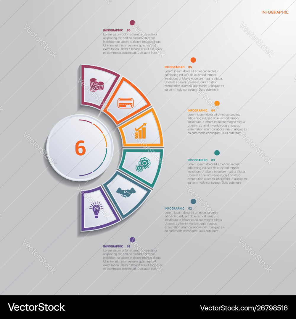 Template for infographics with 6 text area Vector Image