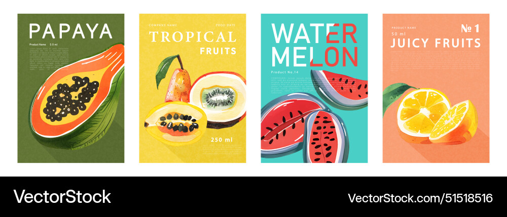 Tropical Fruit Labels & Tags Royalty Free Vector Image