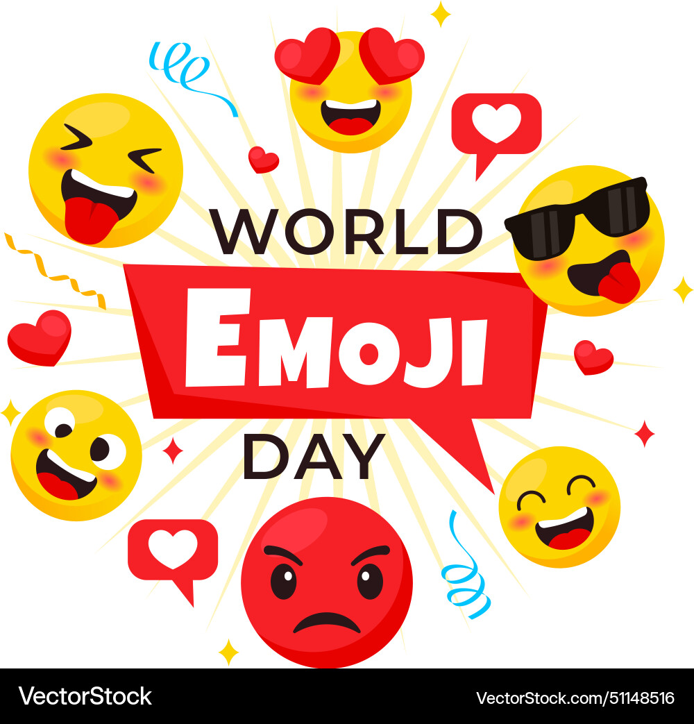 World emoji day celebration with events Royalty Free Vector