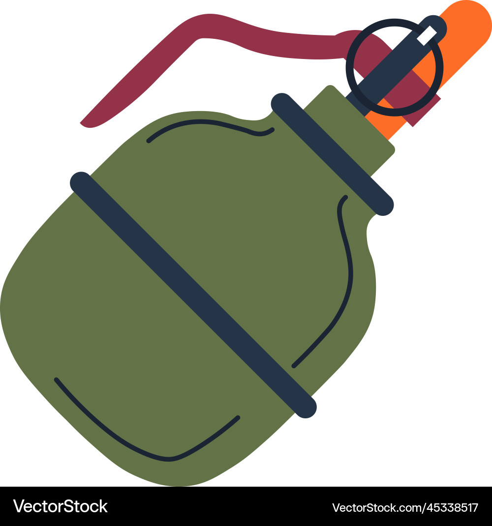 Bomb explosive weapons hand grenade with pin Vector Image