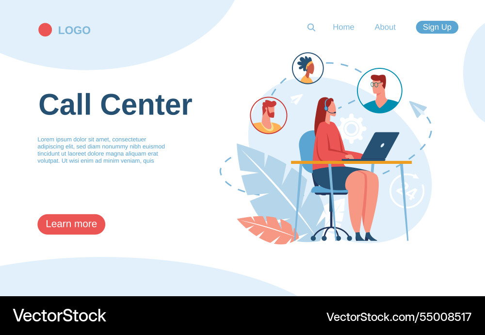 Call center operator providing support to Vector Image