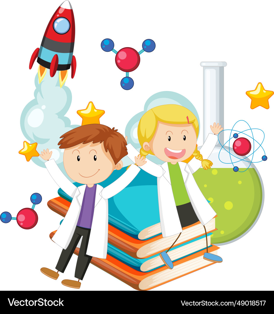 Cute scientists cartoon character science icon Vector Image