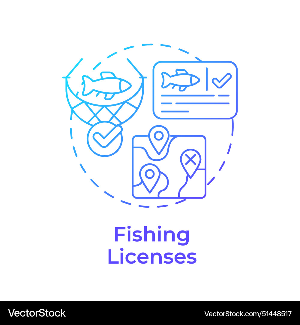 Fishing licenses blue gradient concept icon Vector Image