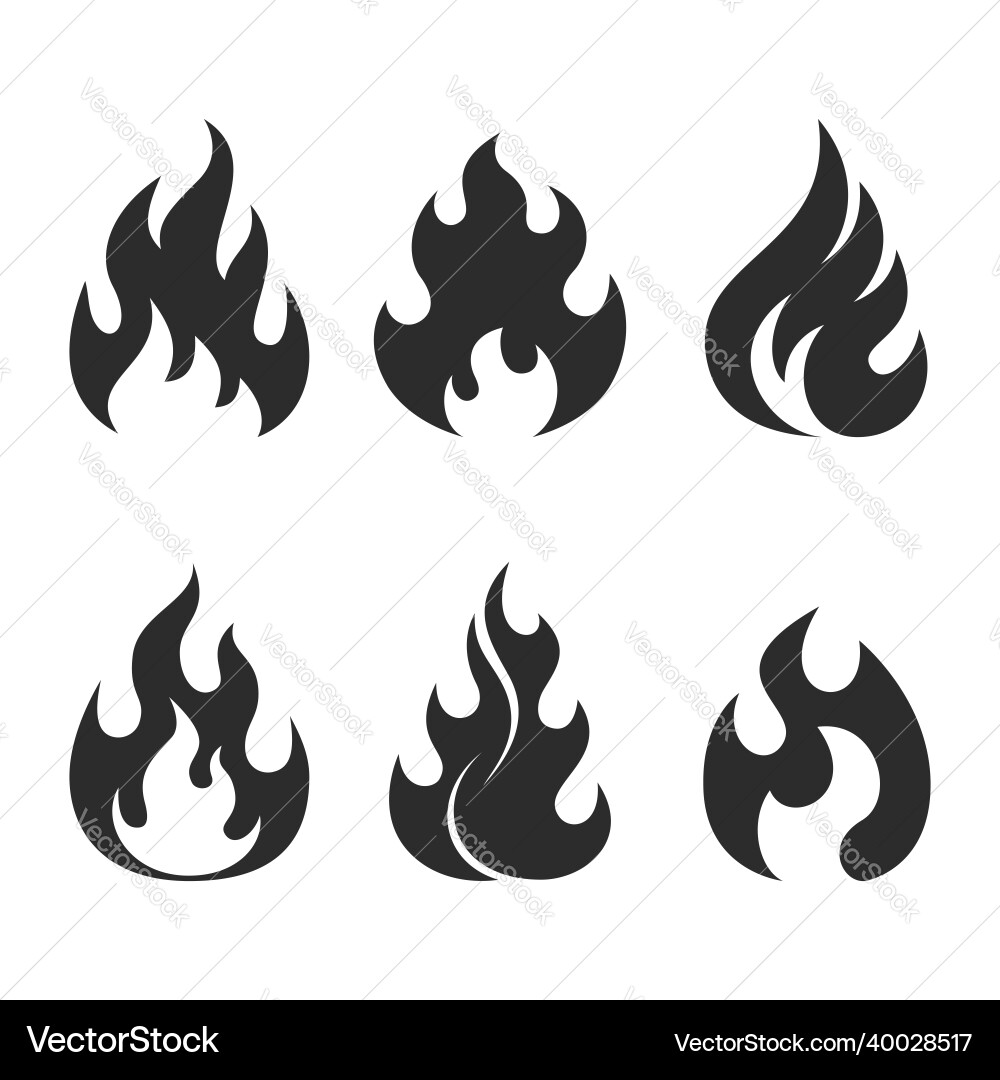 Flame Icon Set - Fire Signs Royalty Free Vector Image