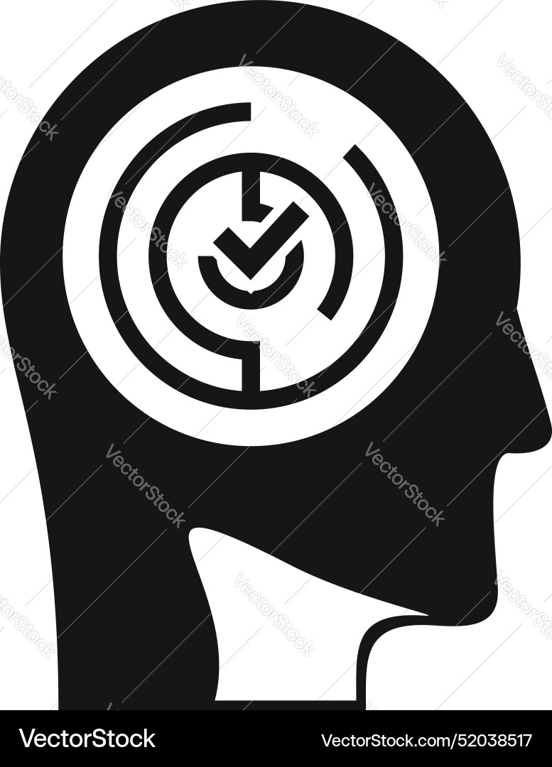 Human head silhouette with check mark representing