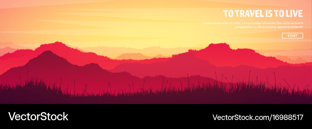 Mountains and forest header wild nature landscape Vector Image