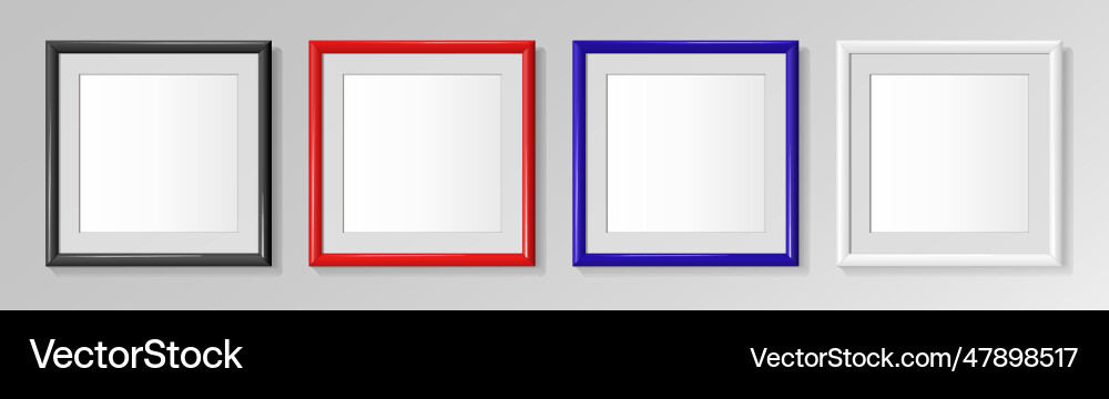 Realistic square frames in black and white color Vector Image