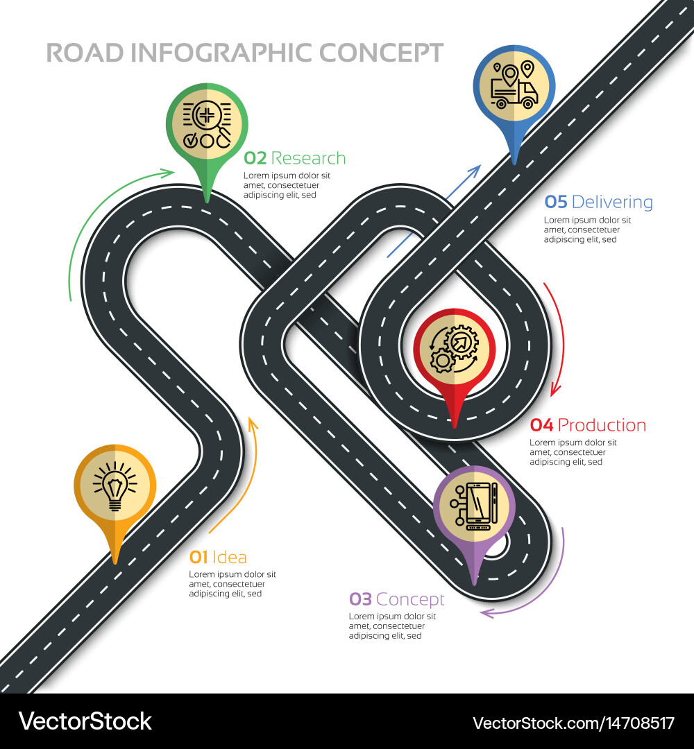 Road Map Infographic Template Royalty Free Vector Image