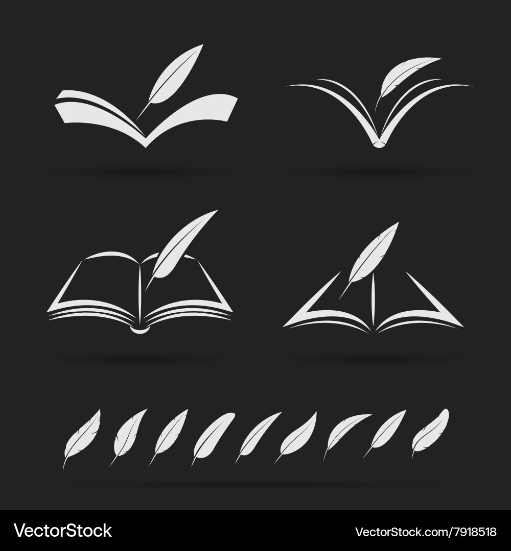 Book and feather Royalty Free Vector Image - VectorStock