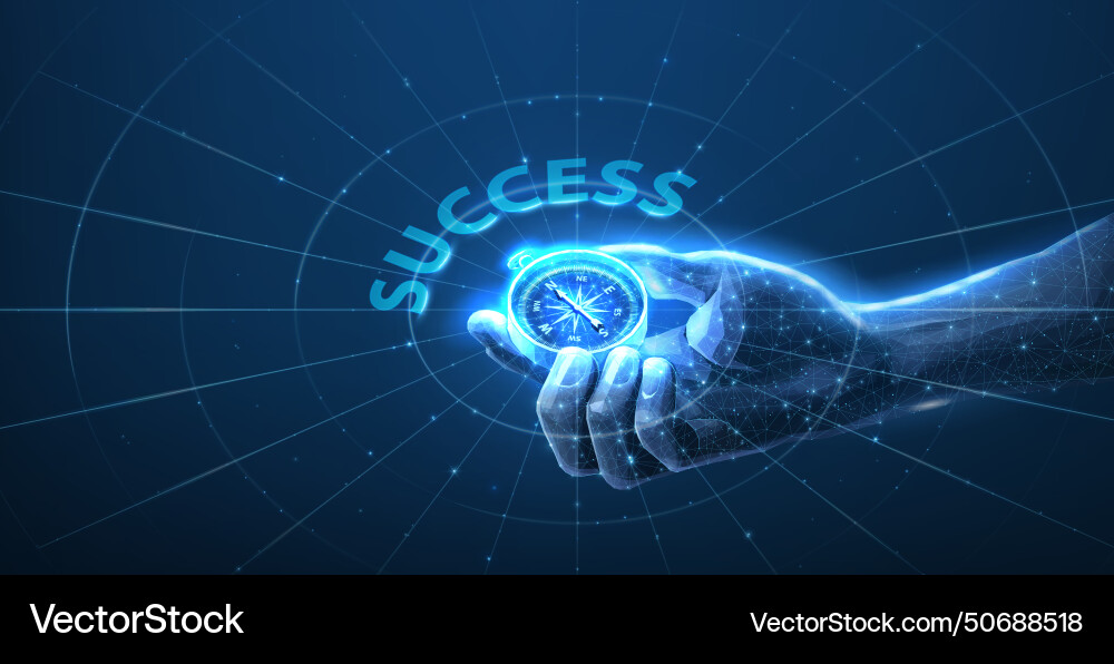 Compass in digital hand business strategic Vector Image